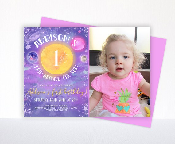 Space Birthday Photo Invitation Printable: space PHOTO - Etsy