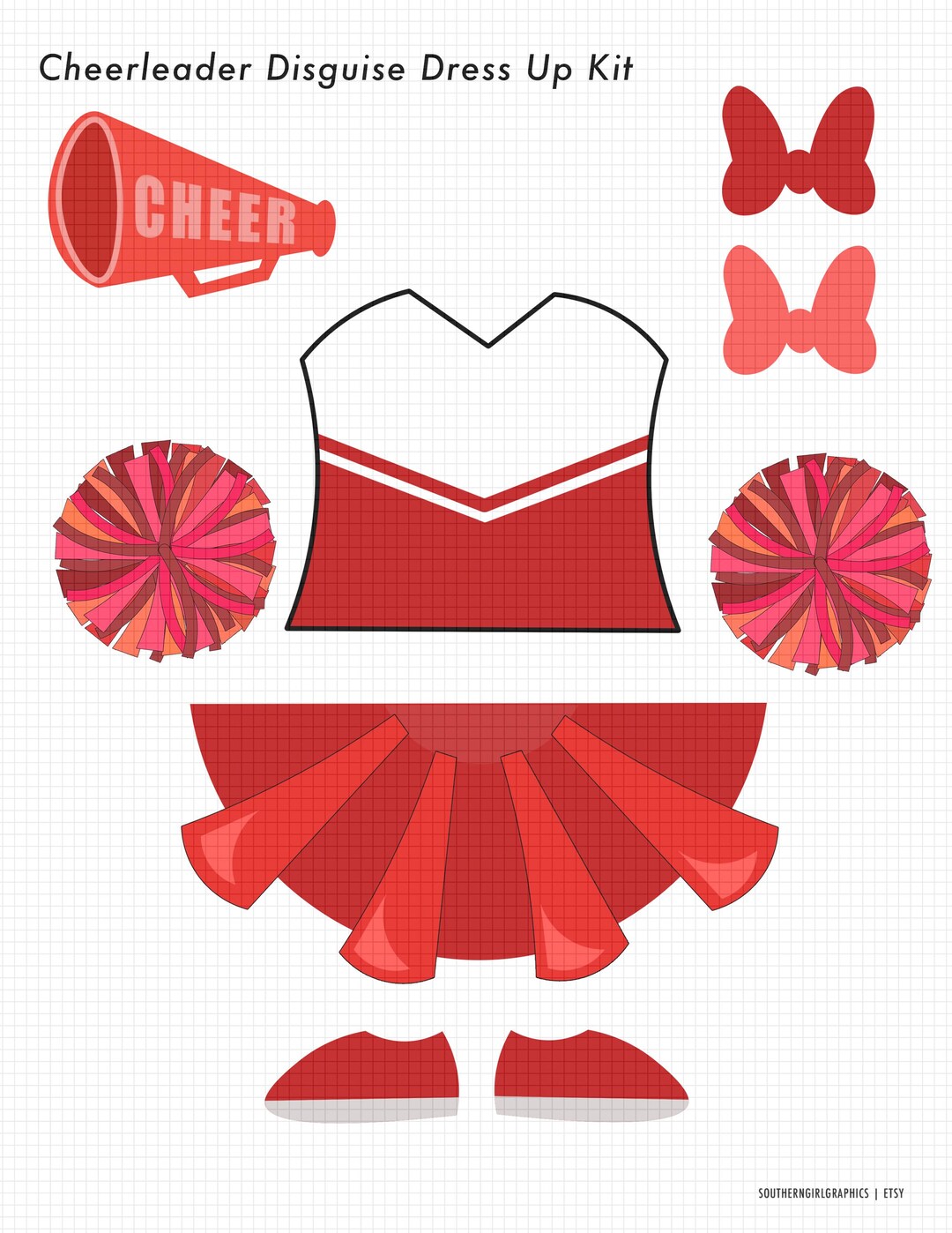 Red Cheerleader Turkey Disguise Printable: Thanksgiving Coloring ...