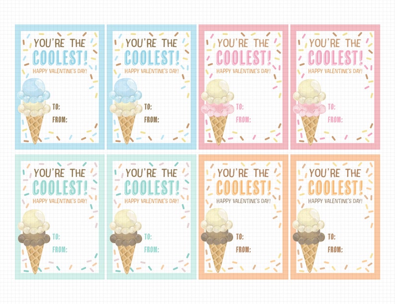 Ice Cream Valentine Printable: "valentines Exchange" Ice Cream Cone ...