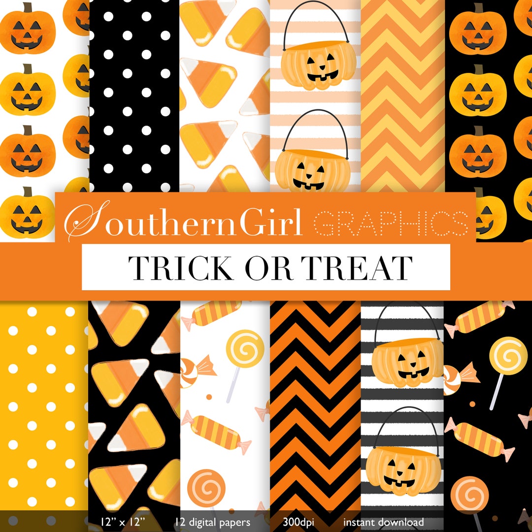 Halloween Digital Paper - "halloween Candy" Trick or Treat, Jack O ...