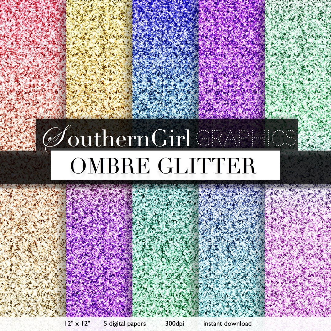 Ombre Glitter Digital Paper: "ombre Glitter" With Bright, Glitter ...