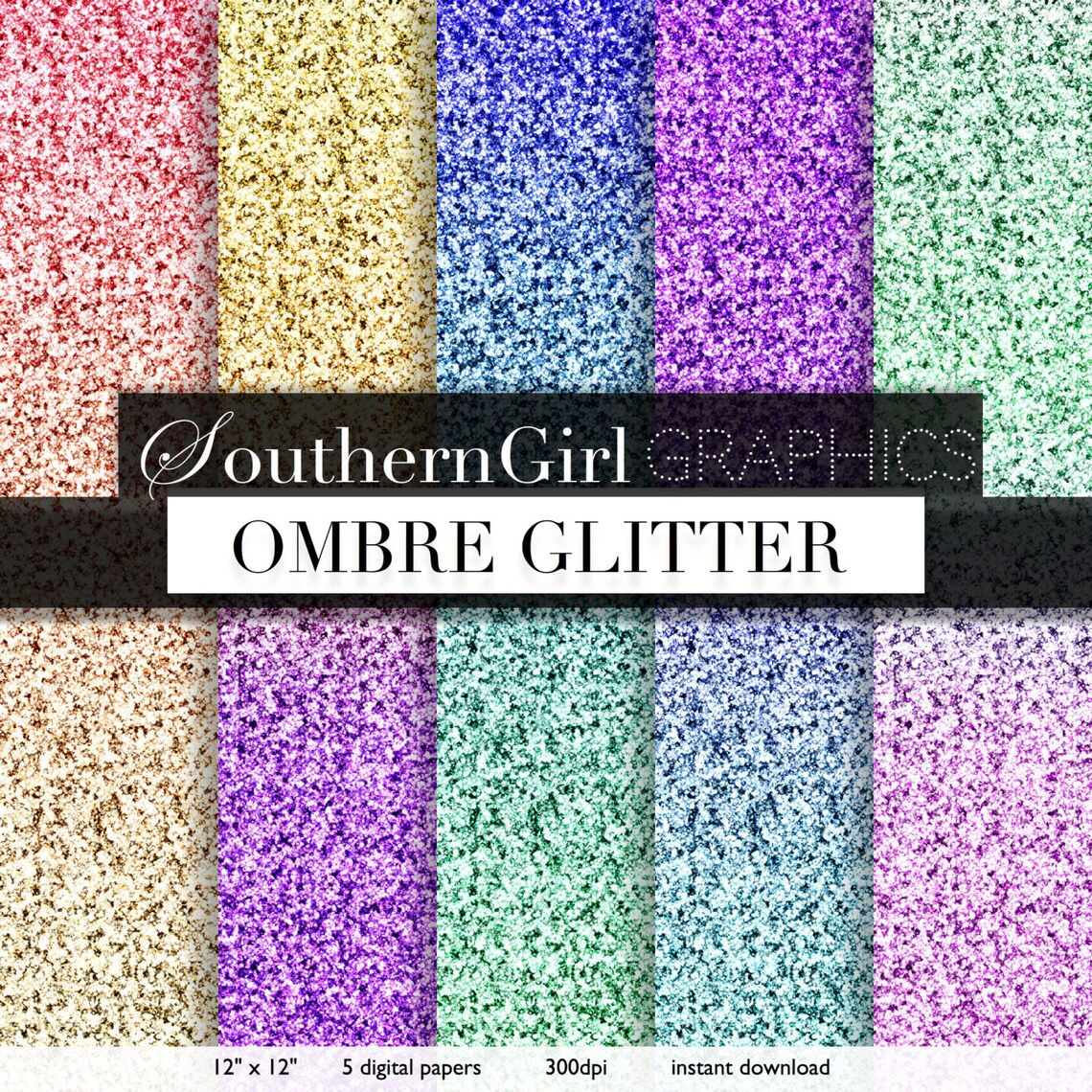 Ombre Glitter Digital Paper: ombre Glitter With - Etsy