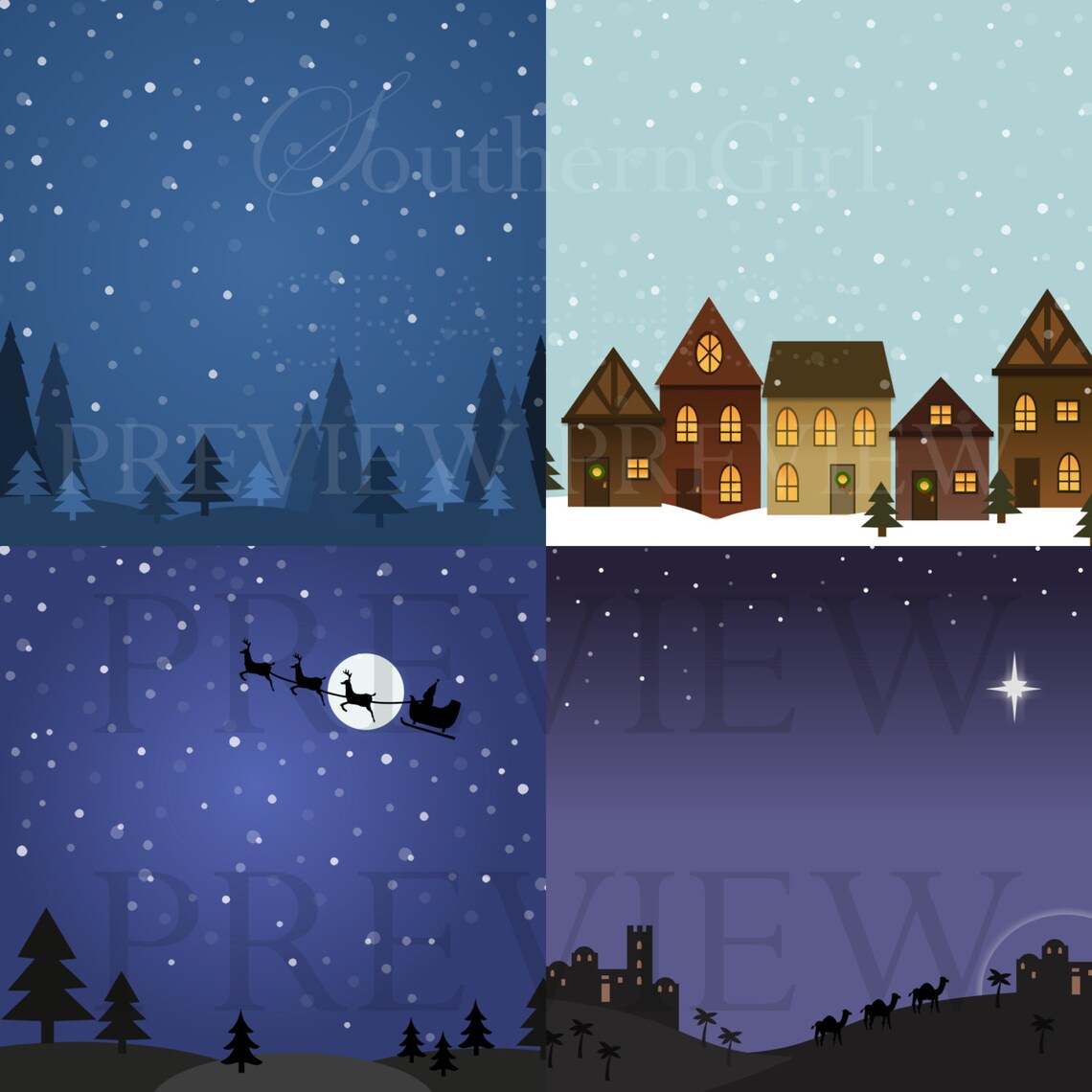 Christmas Village Digital Paper: christmas Village - Etsy