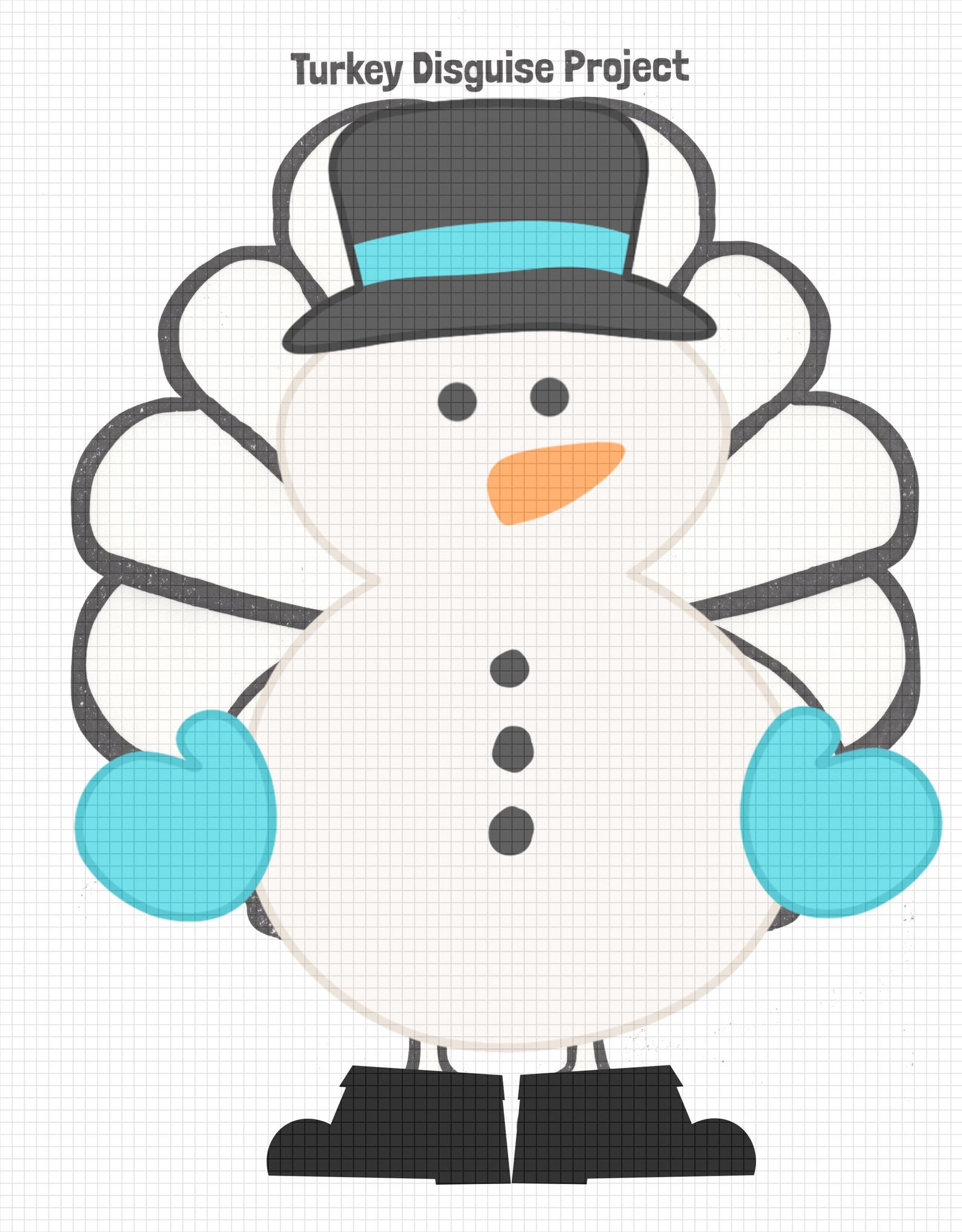 Snowman Turkey Disguise Printable: Thanksgiving Coloring Activity (PDF ...
