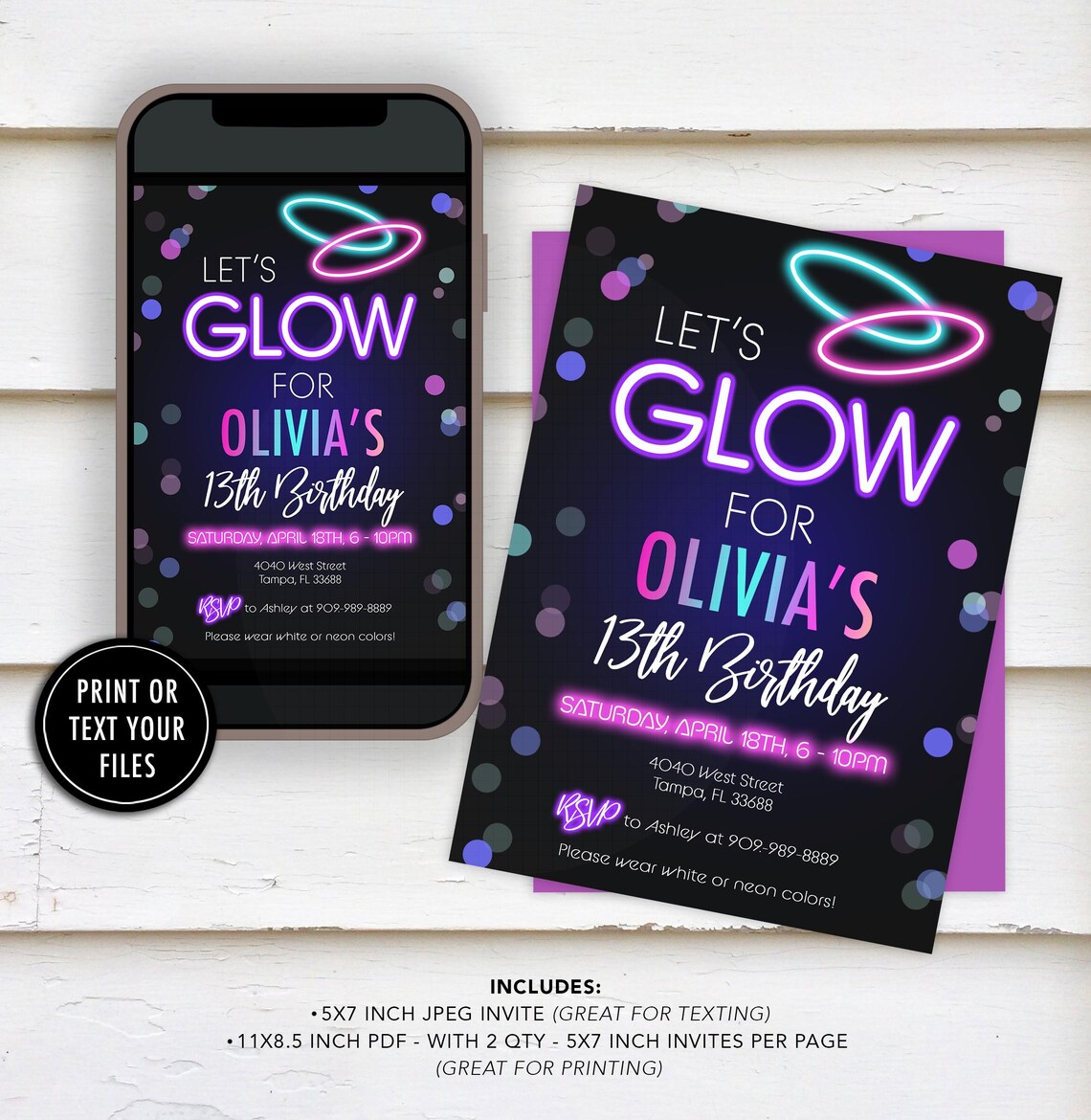 Glow Party Invitation Printable: "glow Invitation" Glow in the Dark ...