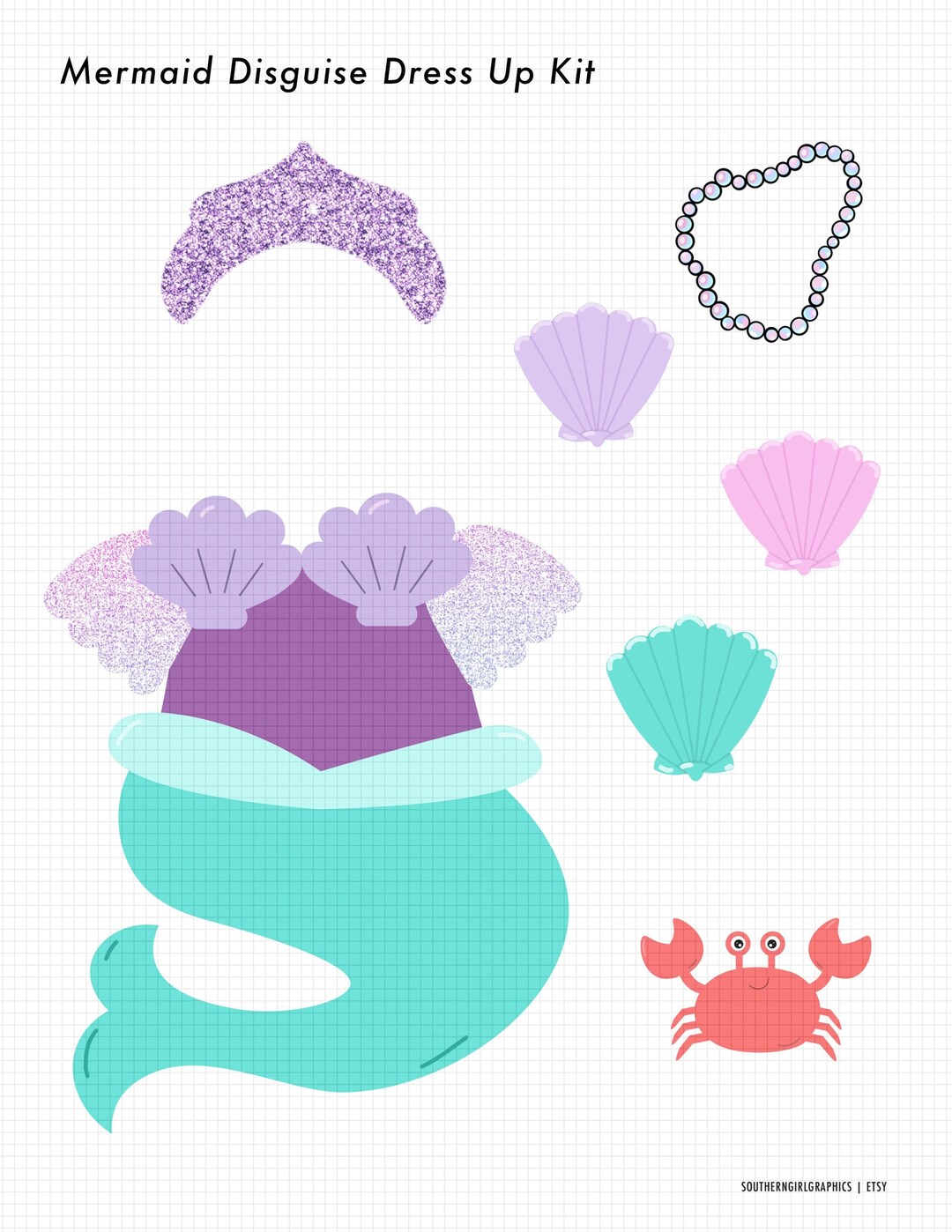 Turkey Disguise Printable - Mermaid Turkey, Princess Disguise, Mermaid ...