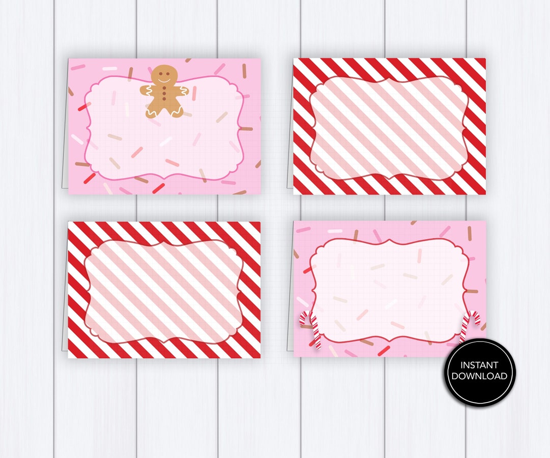 Pink Gingerbread Tent Cards: "gingerbread TENT Cards" Red White Stripe ...