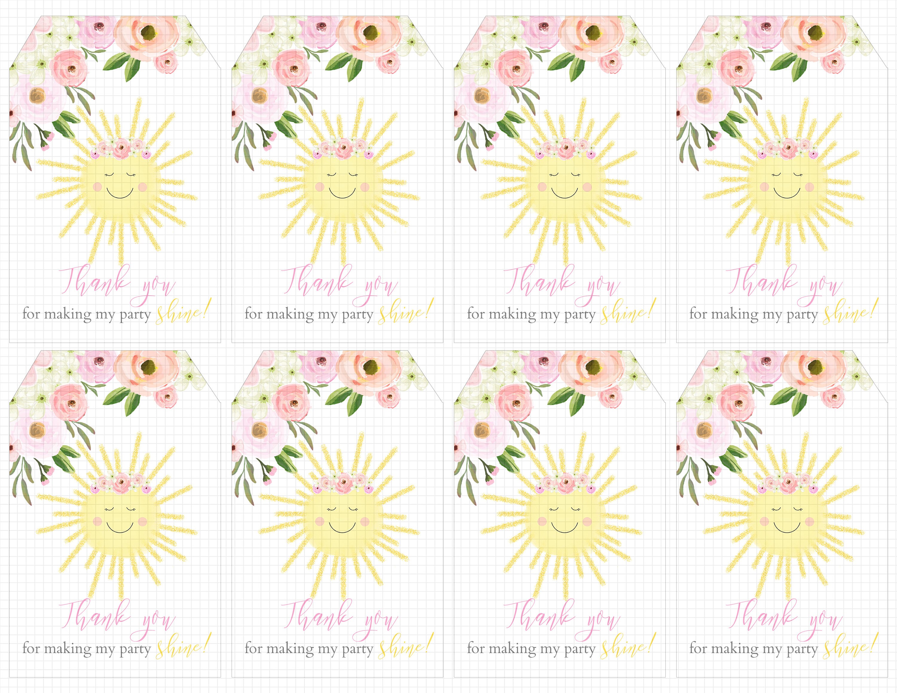 Floral Sunshine Favor Tag Printable Download: "sunshine FAVOR Tag" Our ...