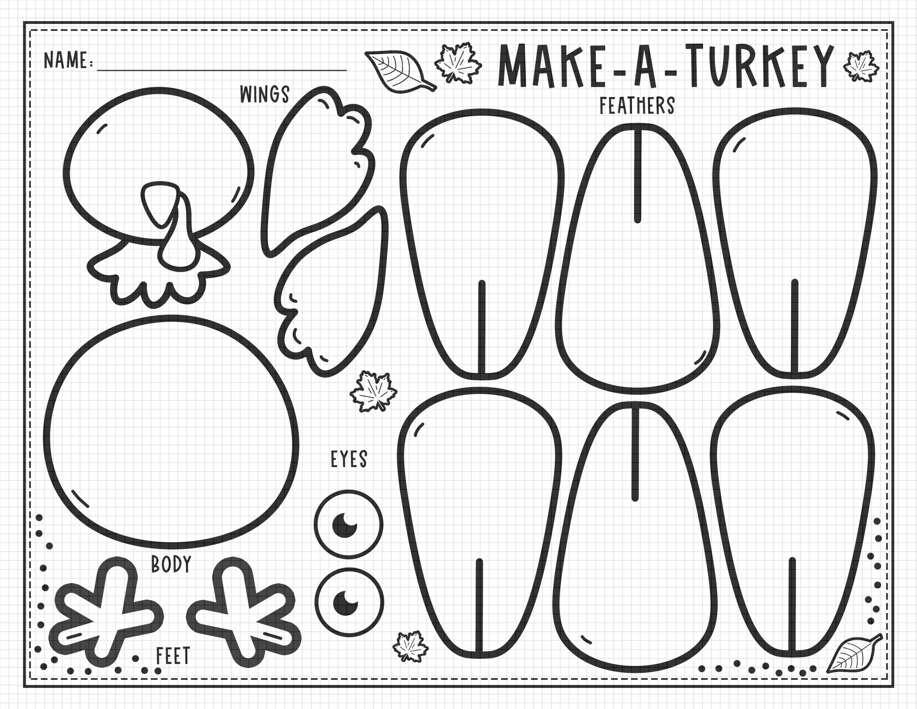 Build a Turkey Printable - Make a Turkey, Color, Cut and Paste ...