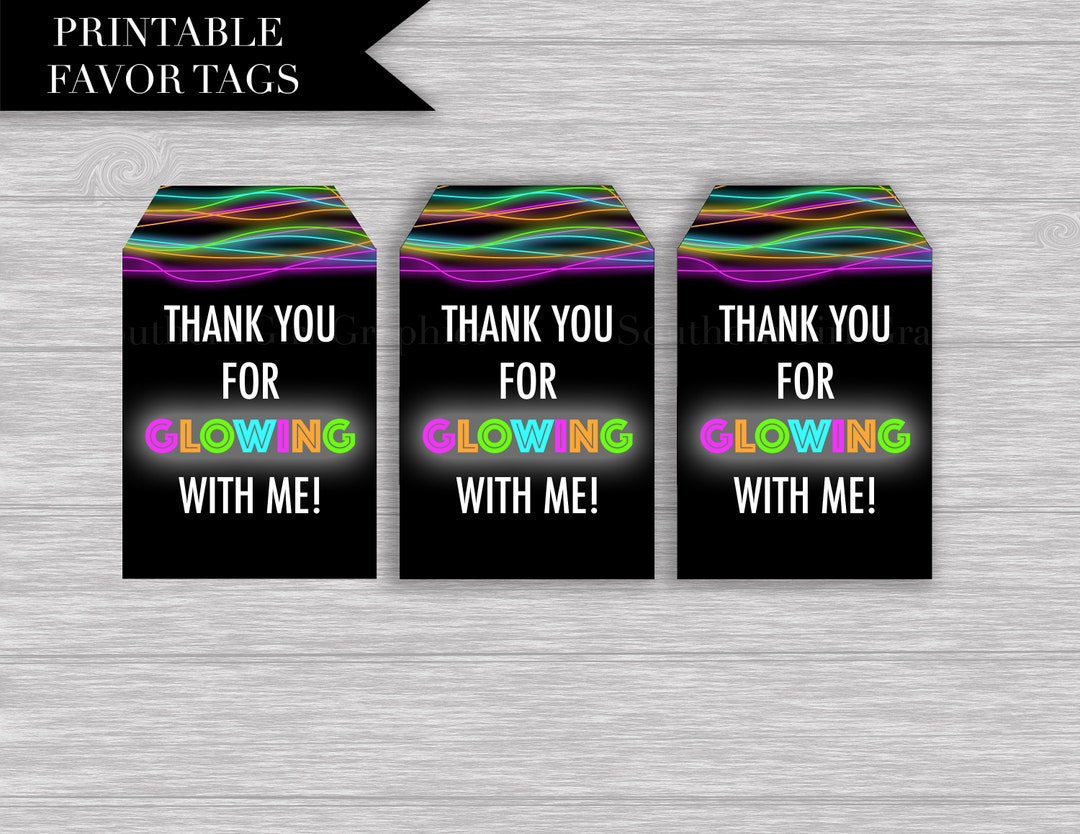 Glow Favor Tag Printable Download: glow FAVOR Tag Glow Party, Glow ...