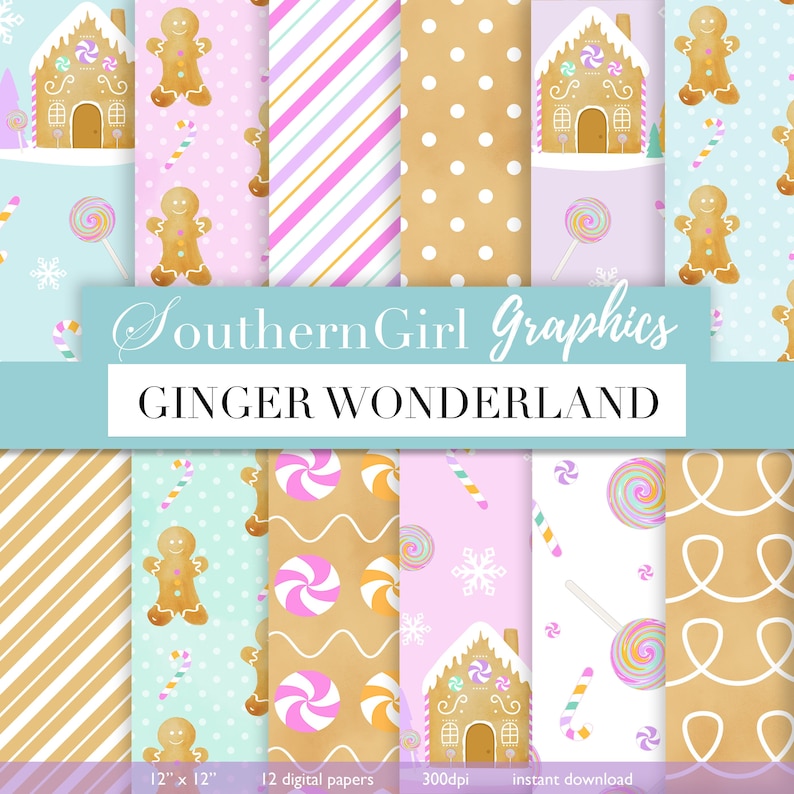 Gingerbread Digital Paper: "gingerbread Wonderland" Gingerbread House ...