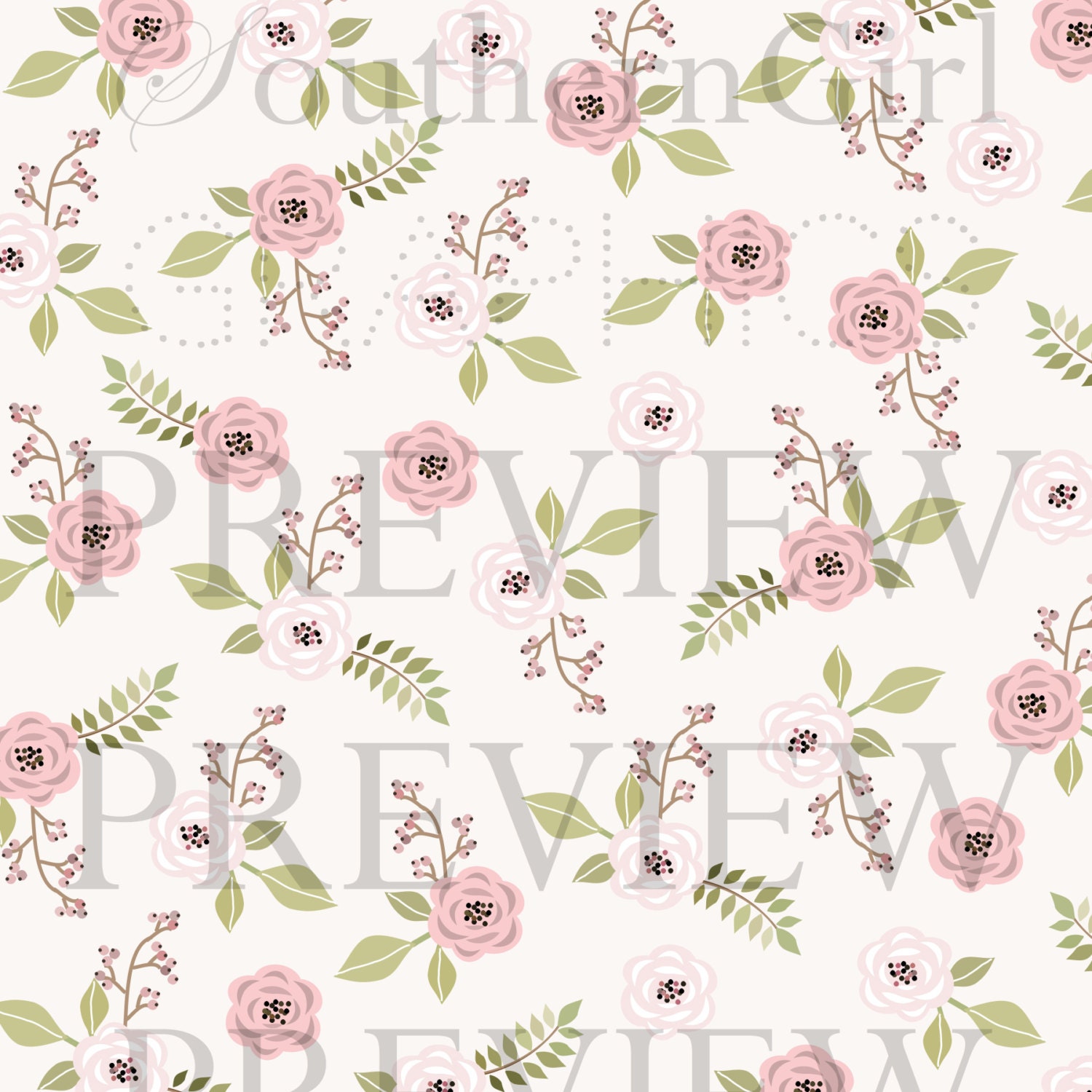 Light Pink Floral Digital Paper: wild Flowers With | Etsy