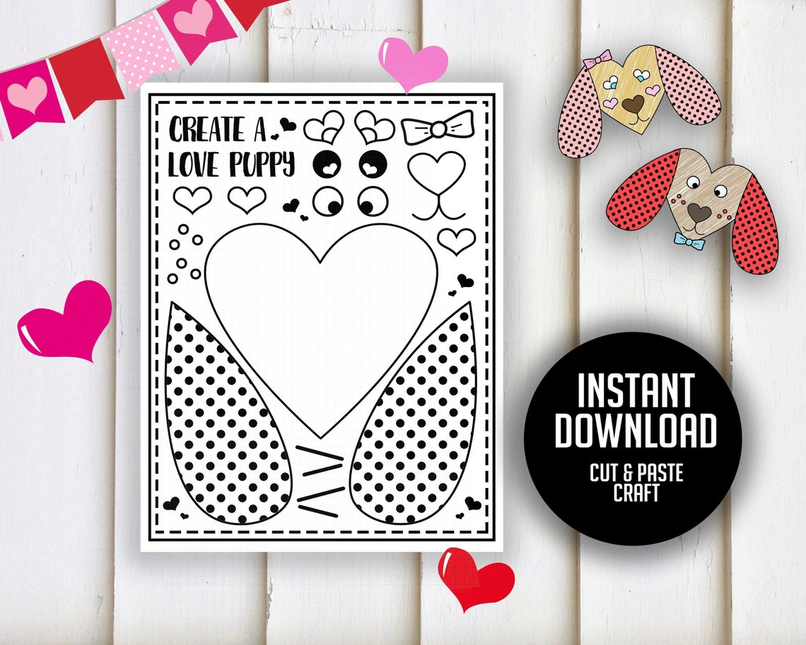 Valentine Cut and Paste Printable valentine | Etsy