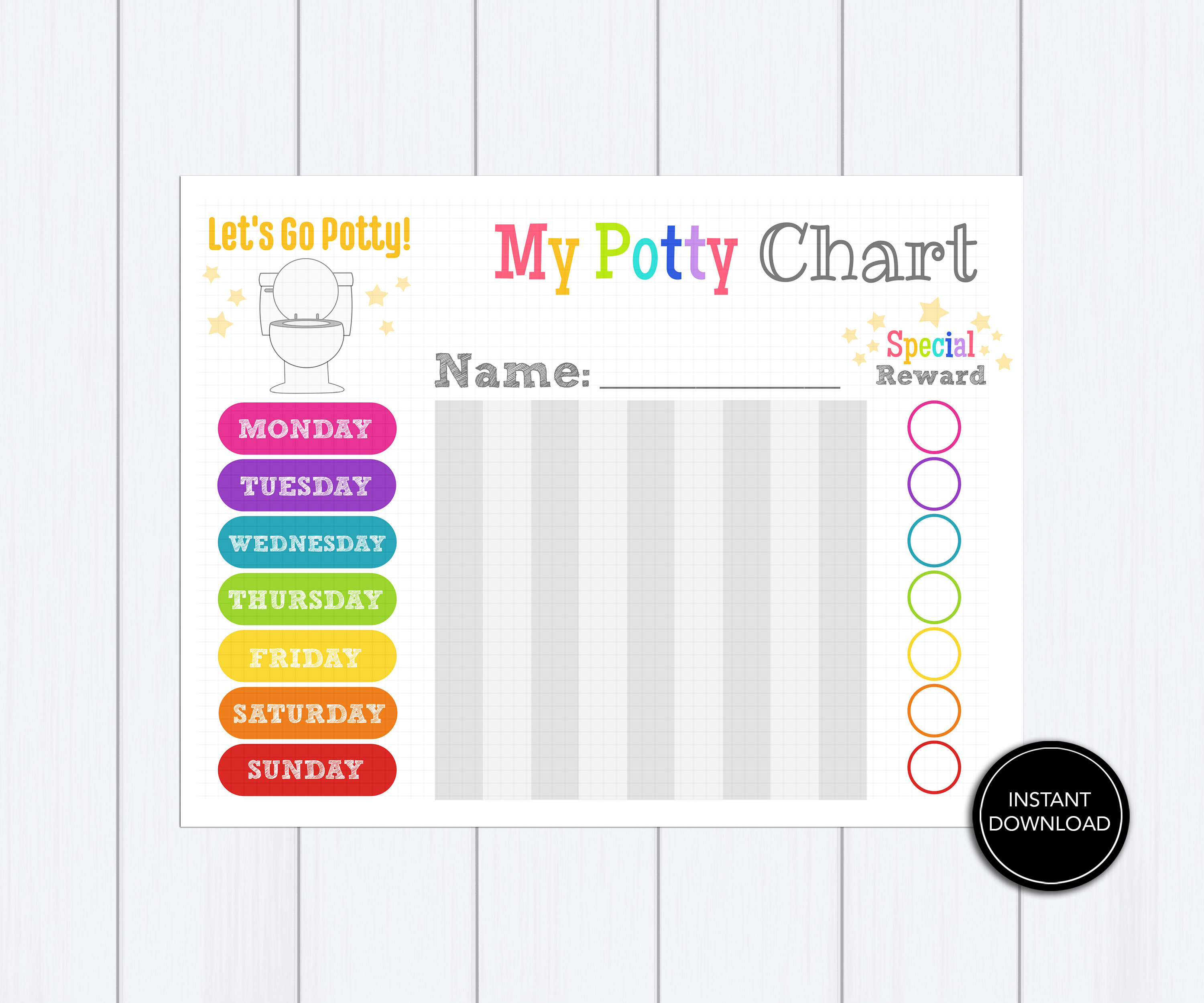 Potty Training Reward Chart Template