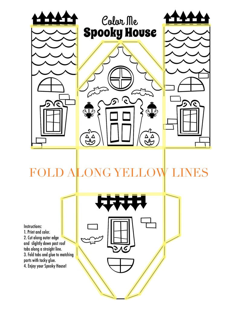 Kids Halloween Activity: Coloring Halloween House Spooky | Etsy