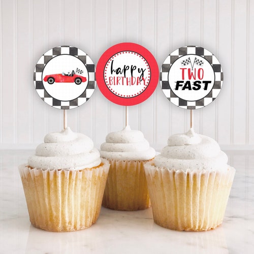 Racing Toppers Two Fast Cupcake Toppers Racing Car Round - Etsy