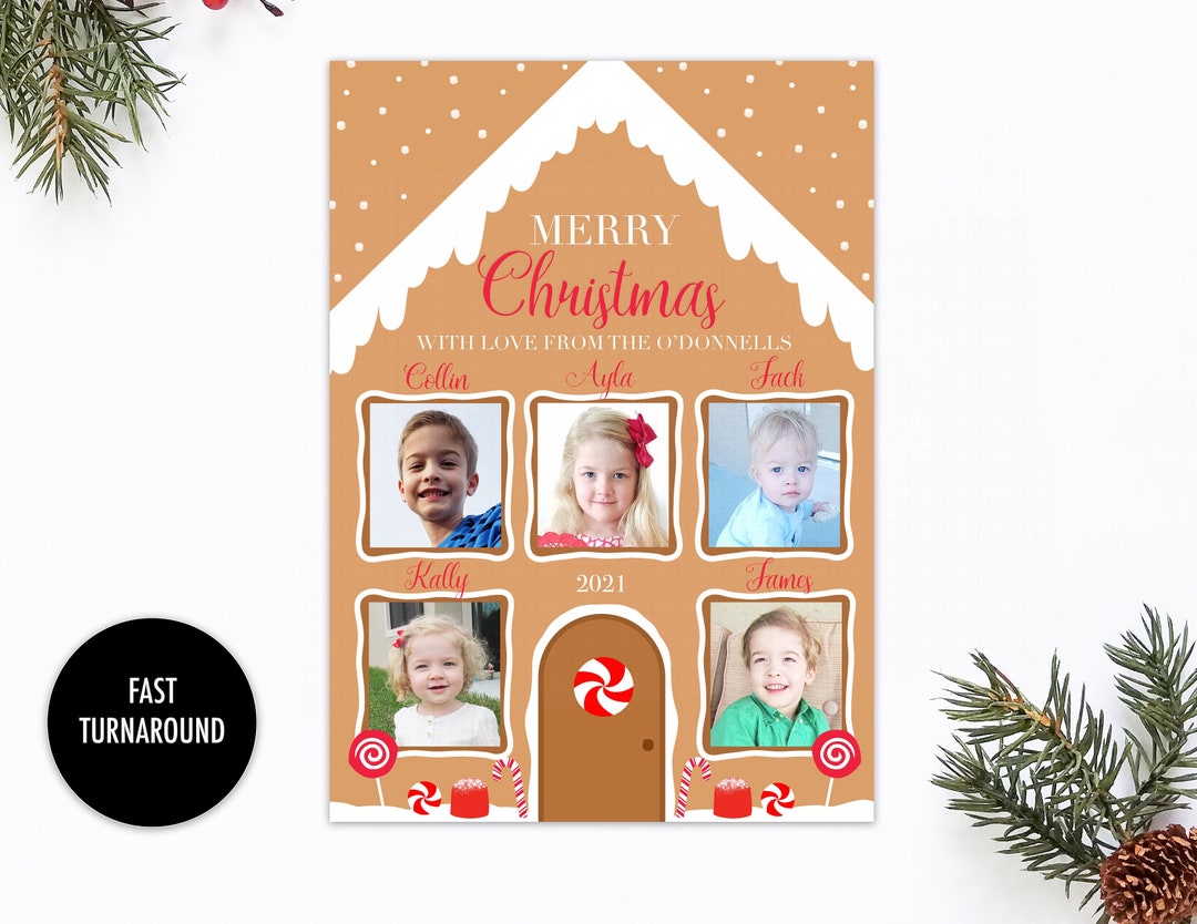 Gingerbread Christmas Card Printable: "gingerbread Photo" Gingerbread ...