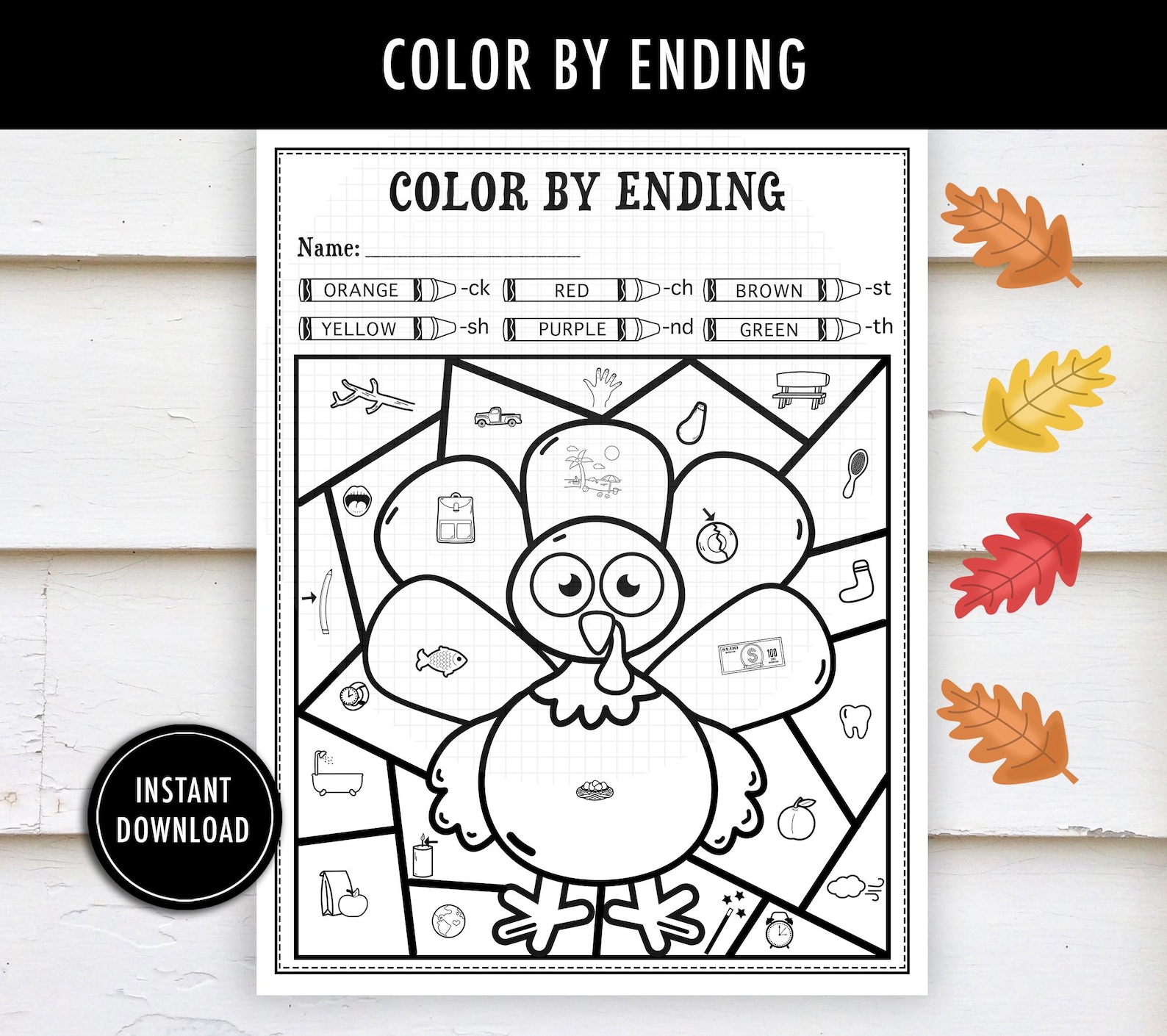 Thanksgiving Coloring - "turkey Coloring" - Phonics Practice, Fall ...