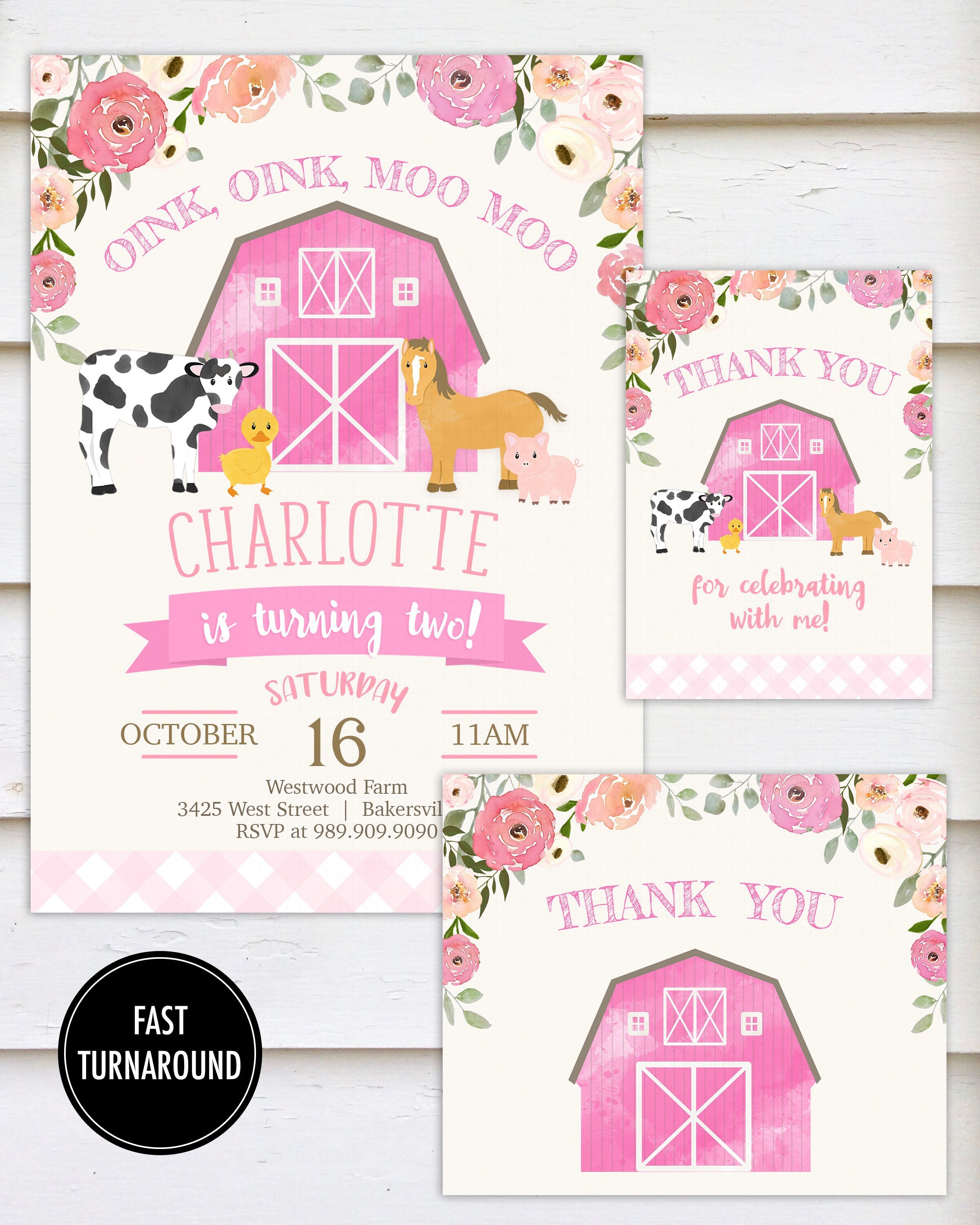 Farm Birthday Girl Invitation Printable: INVITE ONLY Farm | Etsy
