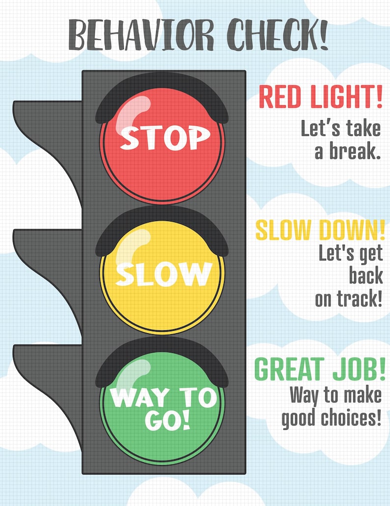 Stop Light Behavior Chart: Printable Traffic Light Clip Chart (digital ...