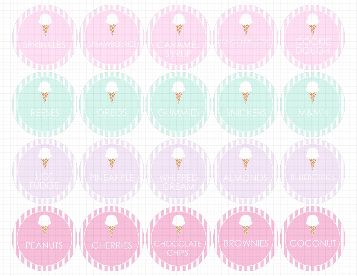 Ice Cream Bar Topping Labels Printable Download: Ice Cream | Etsy