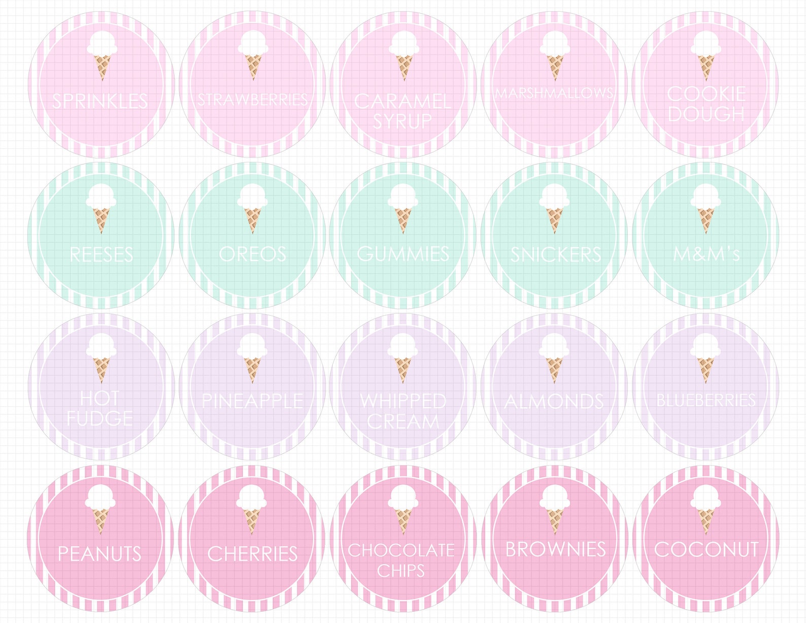 Ice Cream Bar Topping Labels Printable Download: Ice Cream | Etsy