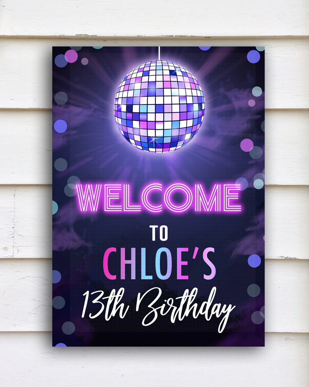 Disco Welcome Sign Printable: Disco Ball Birthday, Dance Party Signage ...