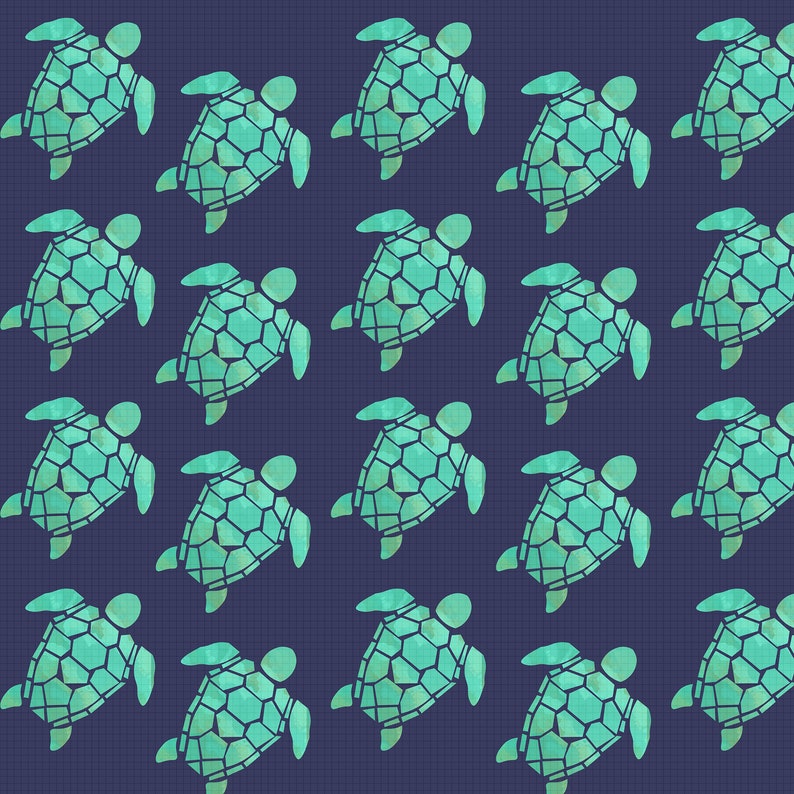 Sea Turtles Digital Paper: sea Turtles With Navy - Etsy