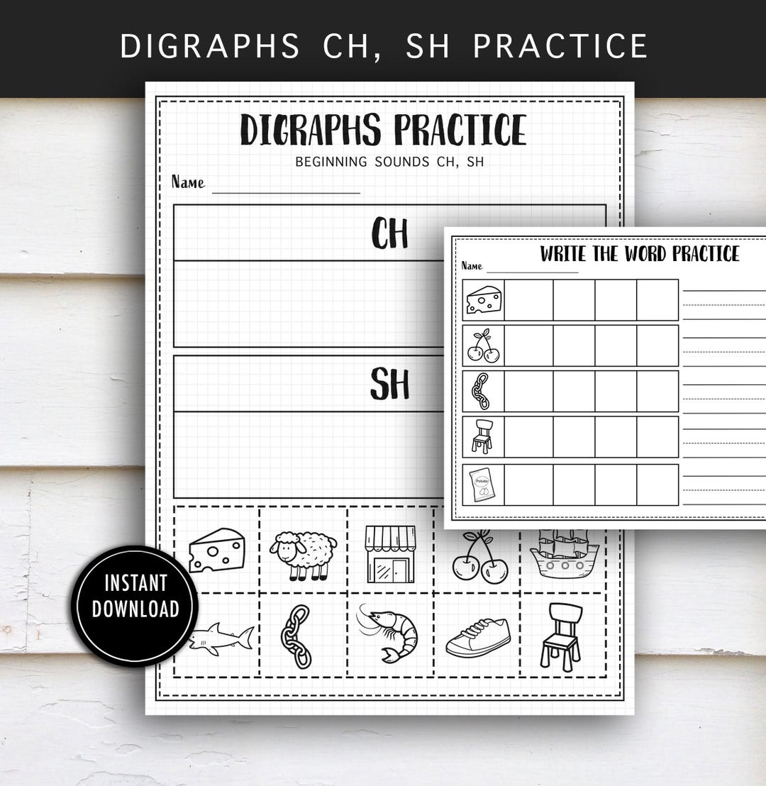 Digraphs CH SH Practice Worksheet: Phonics Cut & Paste (PDF) - Etsy