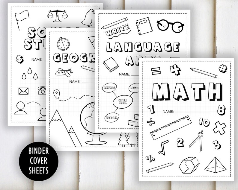 Binder Cover Printable - Cover Sheet, Math, Language Arts, Science ...