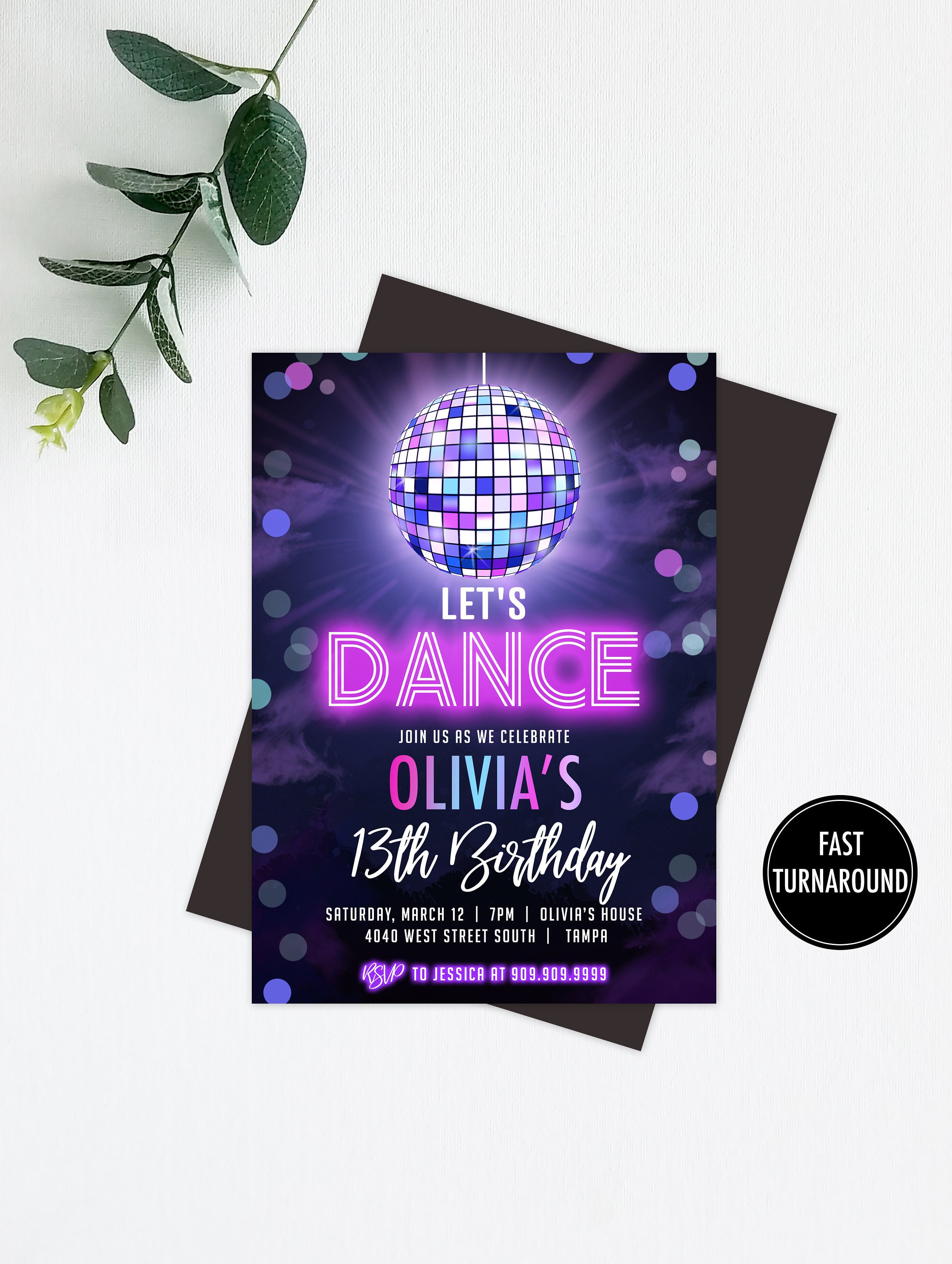 Disco Ball Party Invitation Printable: dance PARTY | Etsy