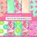 Watermelon Digital Paper: watermelon Hot Pink Watercolor, Watermelon ...