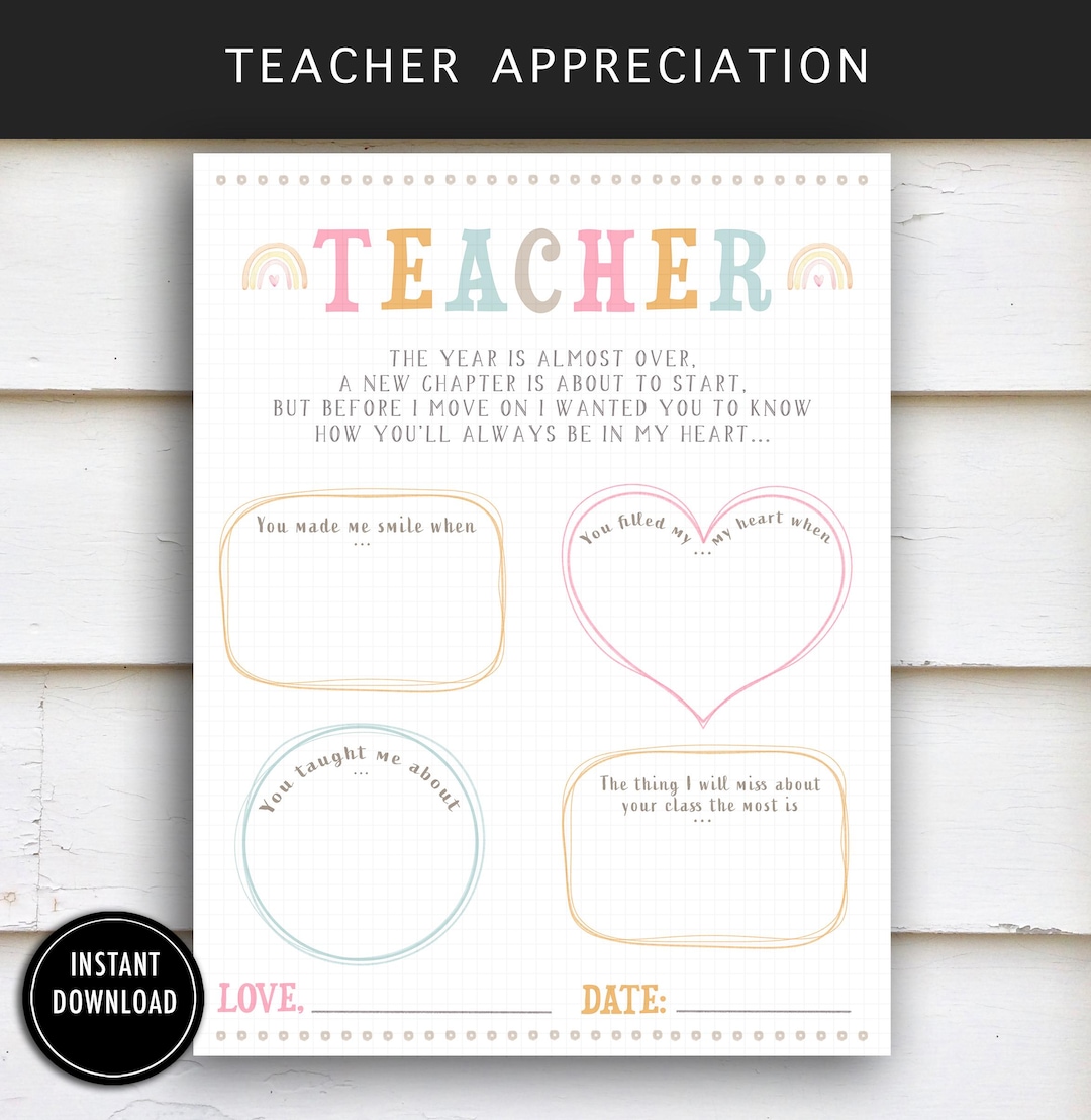Teacher Appreciation Letter: "teacher THANK You" Teacher Appreciation ...
