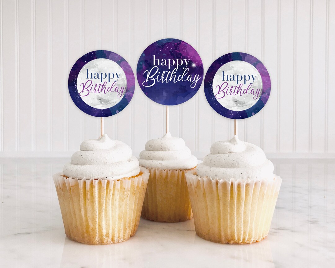 Galaxy Cupcake Topper Printable: "star CUPCAKE Topper" Night Under the ...