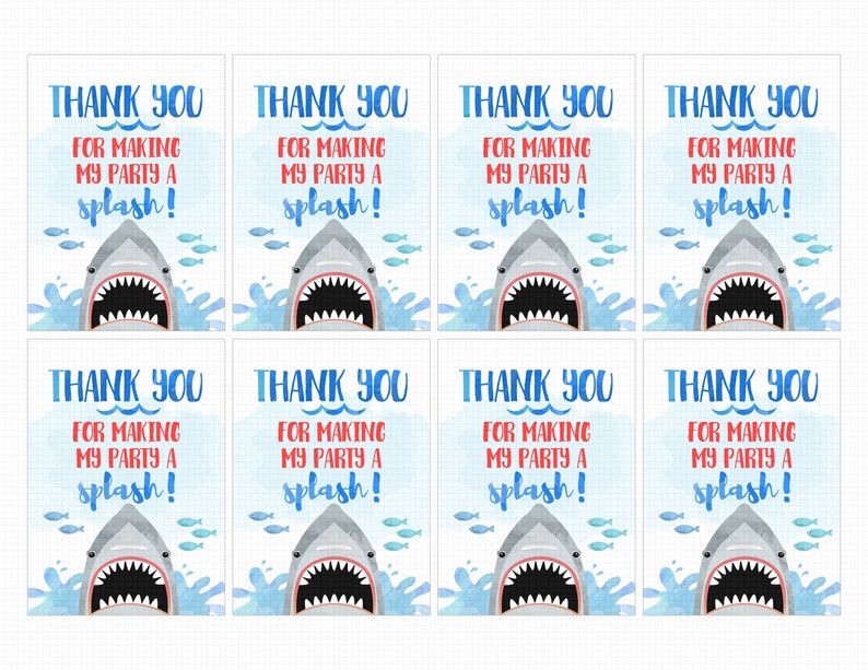 Shark Party Favor Tag Printable: shark FAVOR Tag - Etsy
