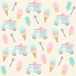 Ice Cream Digital Paper - Ice Cream Cone, Waffle Cone, Ice Cream Truck ...