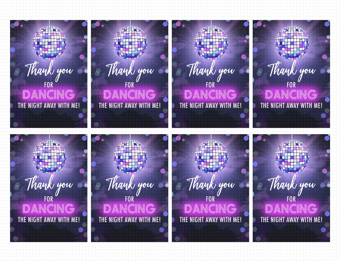 Disco Ball Favor Tag Printable Download: "dance PARTY Favor" Dance ...