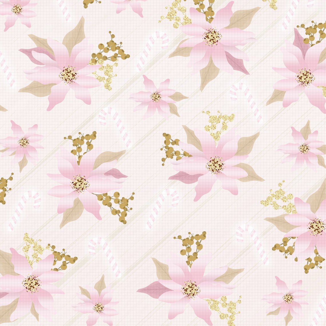 Pink and Gold Christmas Digital Paper pink - Etsy