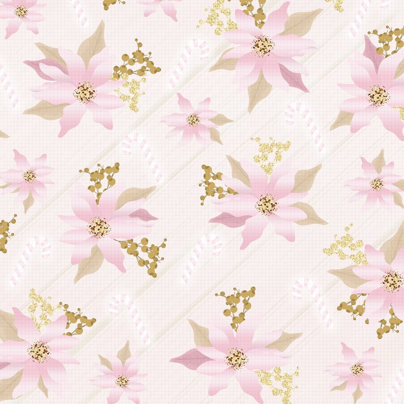Pink and Gold Christmas Digital Paper - "pink Christmas" With ...