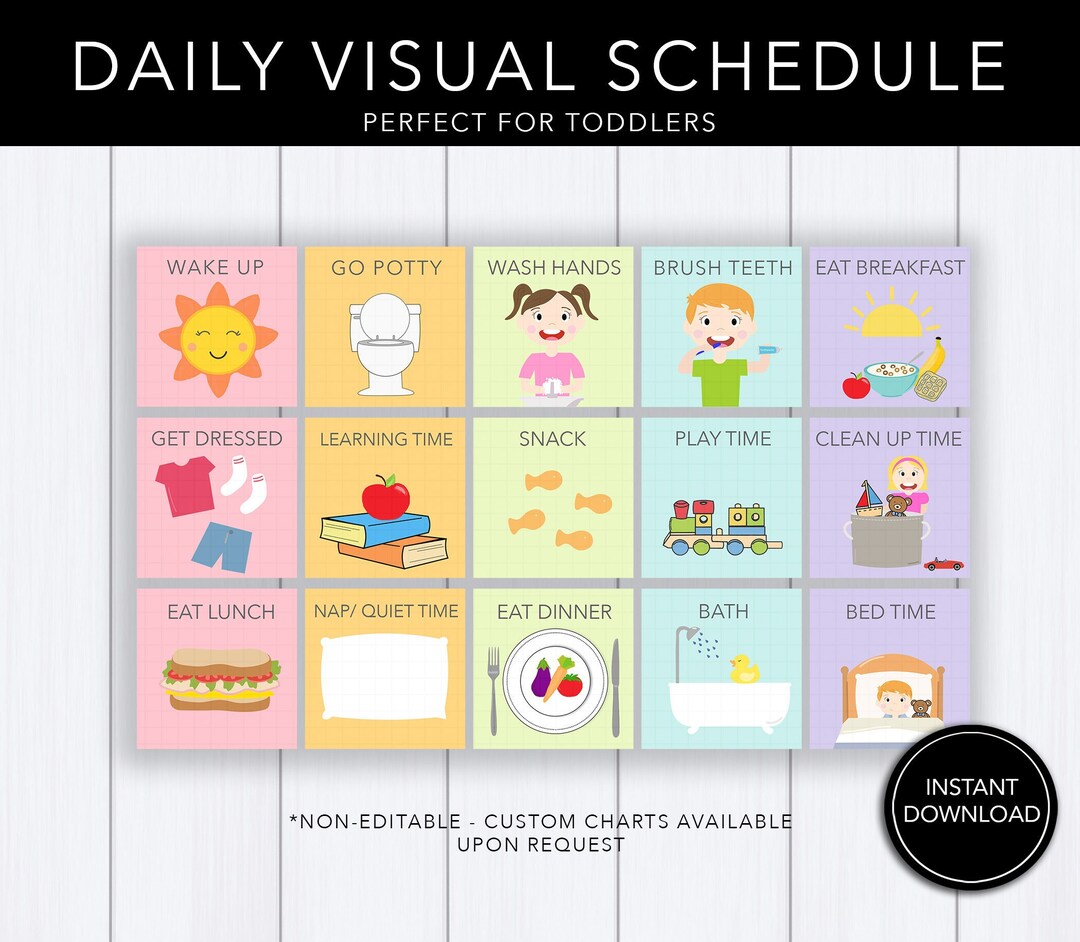 Toddler Visual Schedule Printable: "daily SCHEDULE Chart" Kids Daily ...
