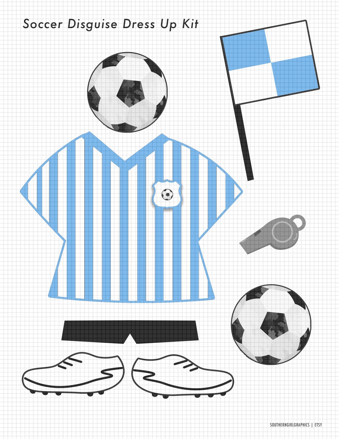 Light Blue Soccer Turkey Disguise Clip Art - Blue and White, Soccer ...
