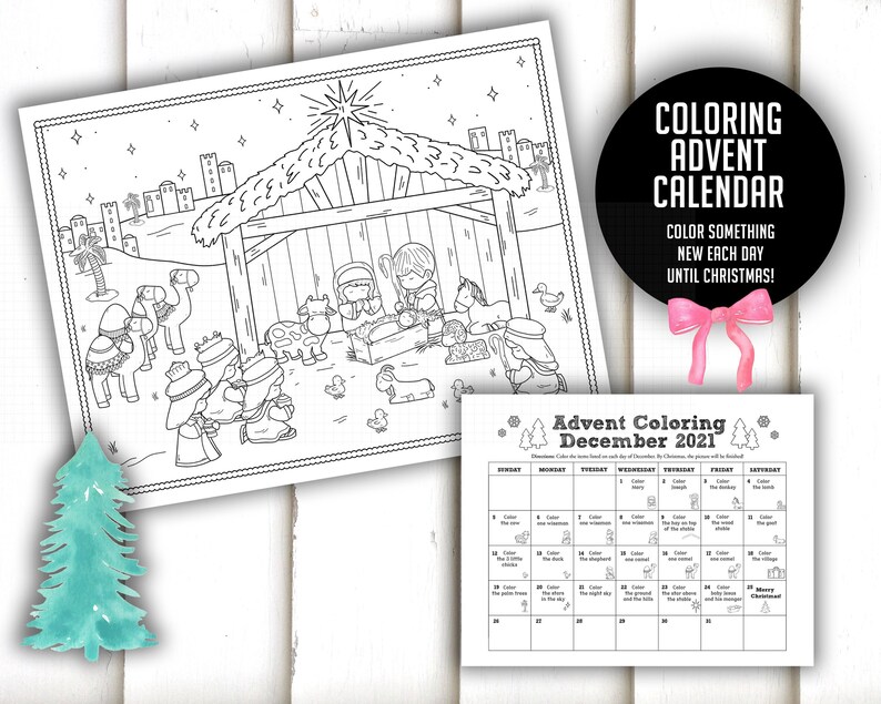 Nativity Coloring Kids Advent Calendar Christmas Coloring - Etsy