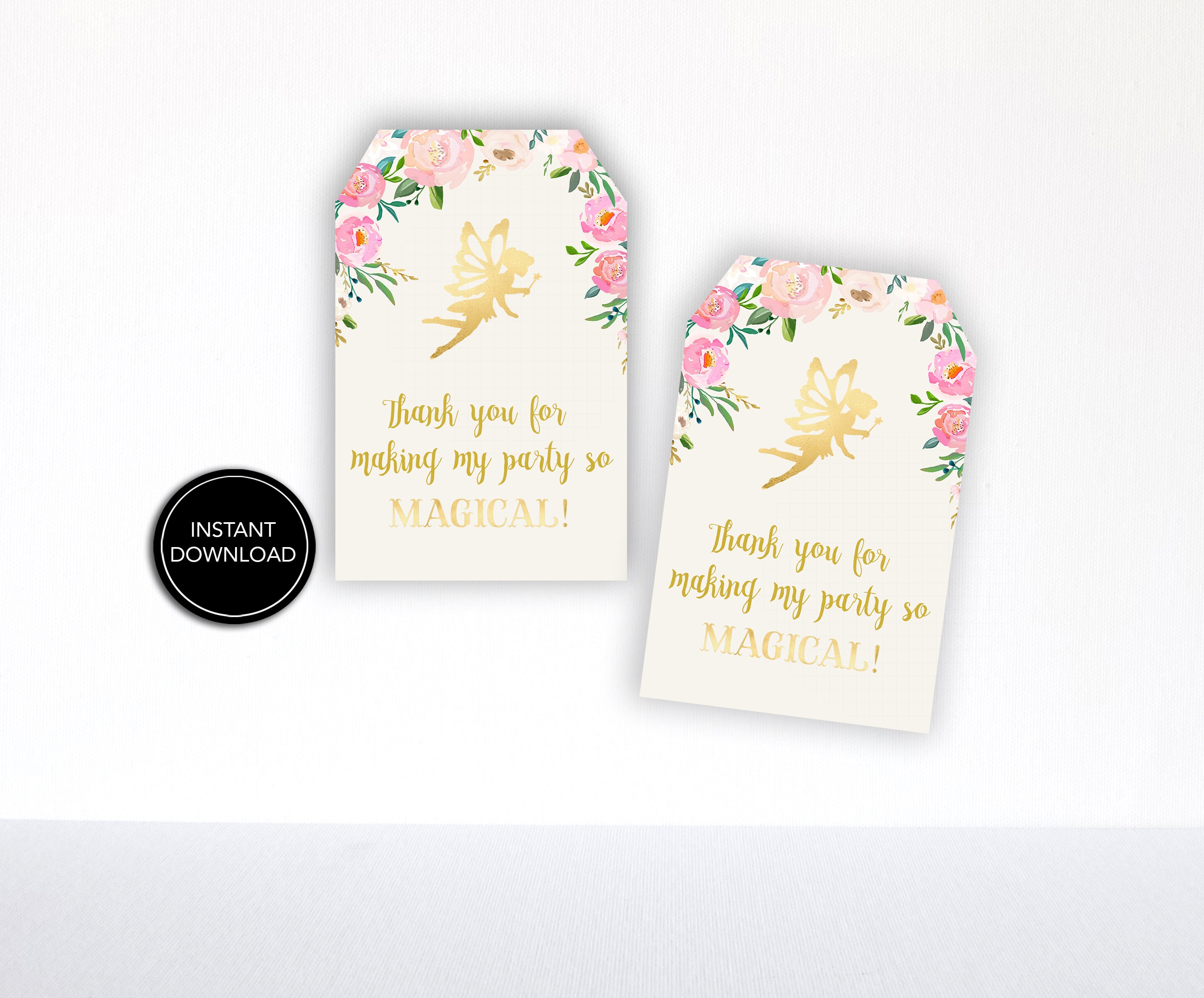 Fairy Garden Party Favor Tags: Floral Watercolor Design (digital ...