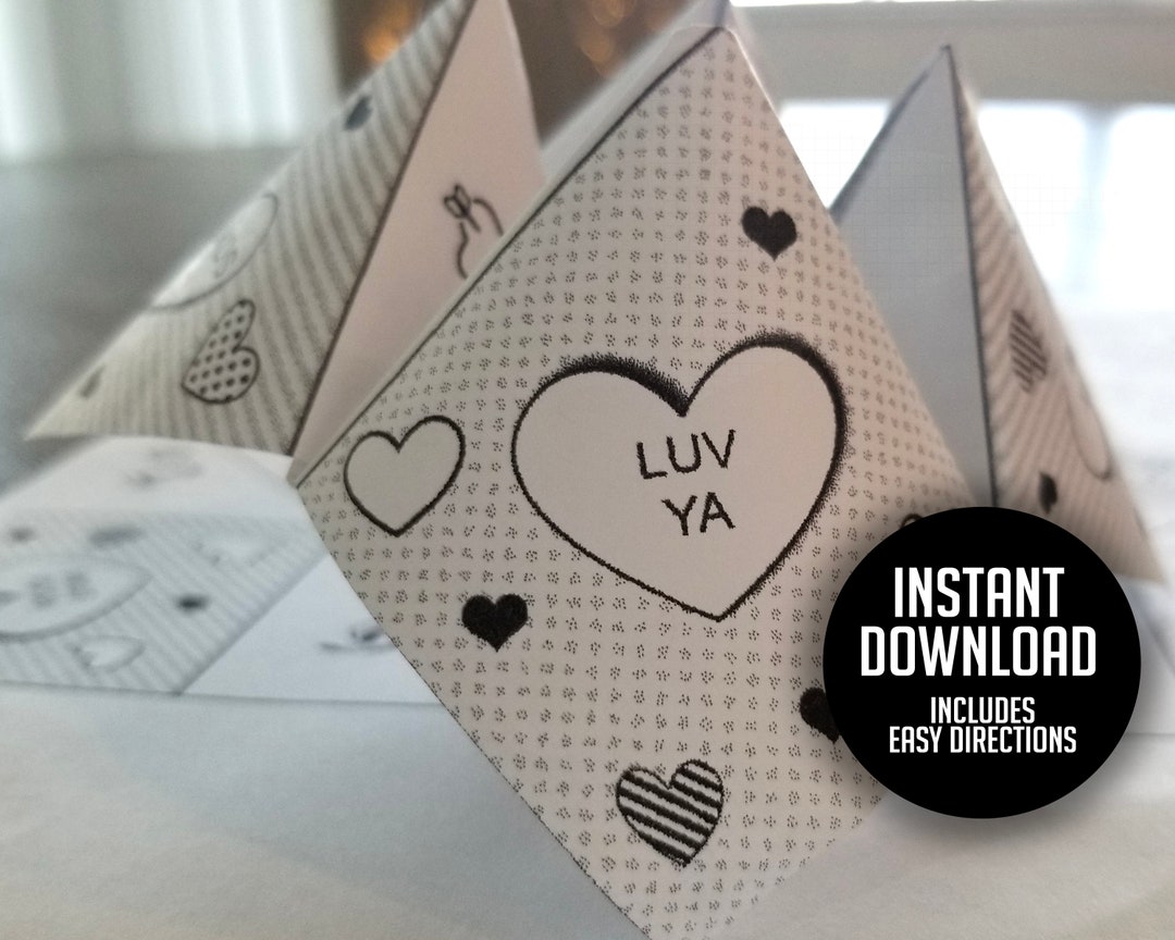 Valentines Printable Craft fortune Teller Foldable Fortune Teller ...