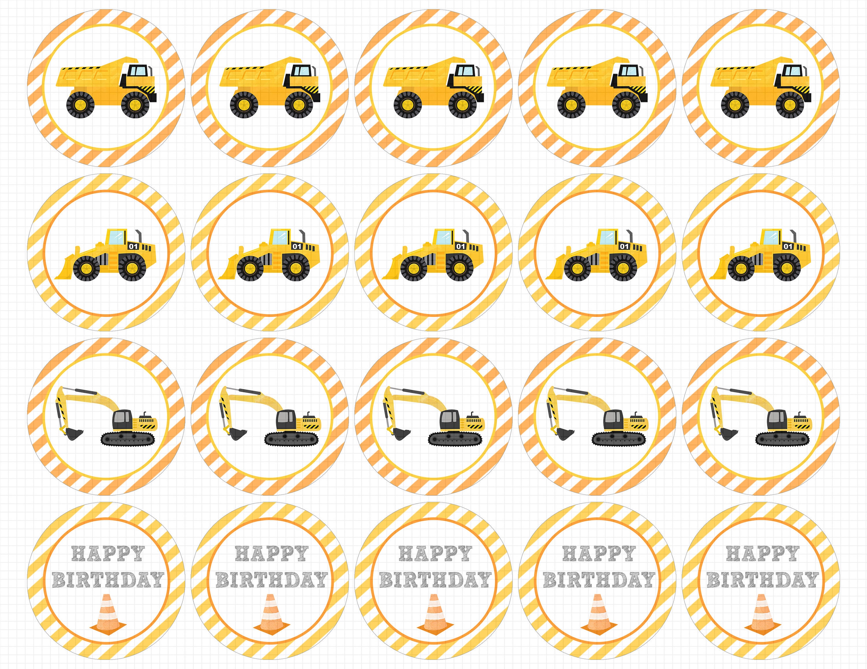 Construction Cupcake Toppers Printable: truck CUPCAKE | Etsy
