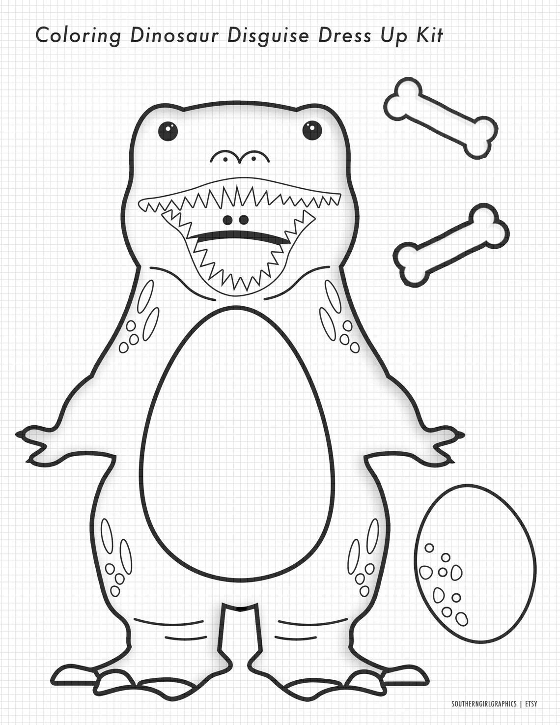 Turkey Dinosaur Disguise Coloring Kit (PDF Pattern) - Etsy
