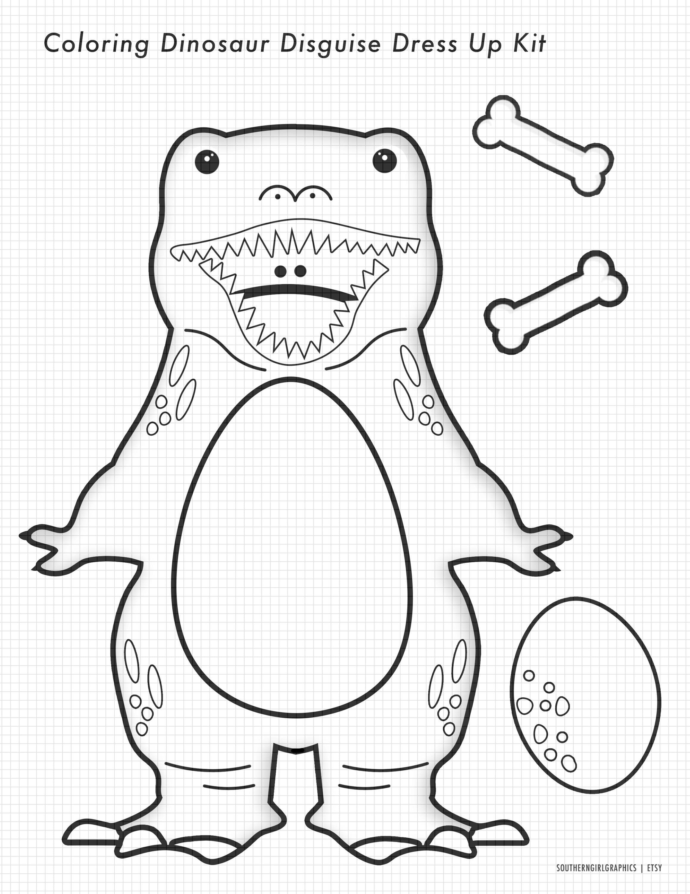 Turkey Dinosaur Disguise Coloring Kit (PDF Pattern) - Etsy