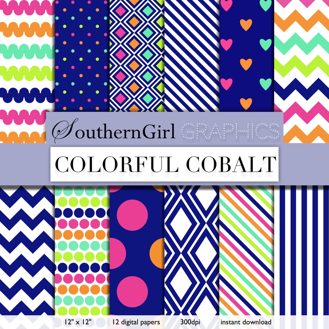 Bright Blue Colorful Digital Paper: "colorful Cobalt" Brightly Colored ...