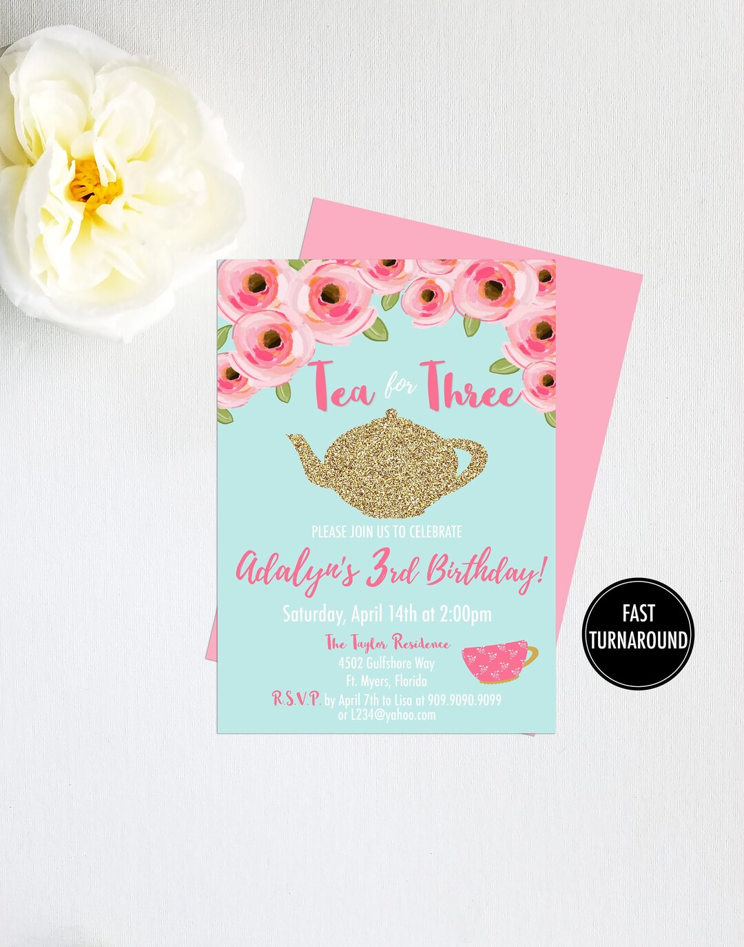 Tea for Three Party Invitation Digital File: "tea Invitation ...