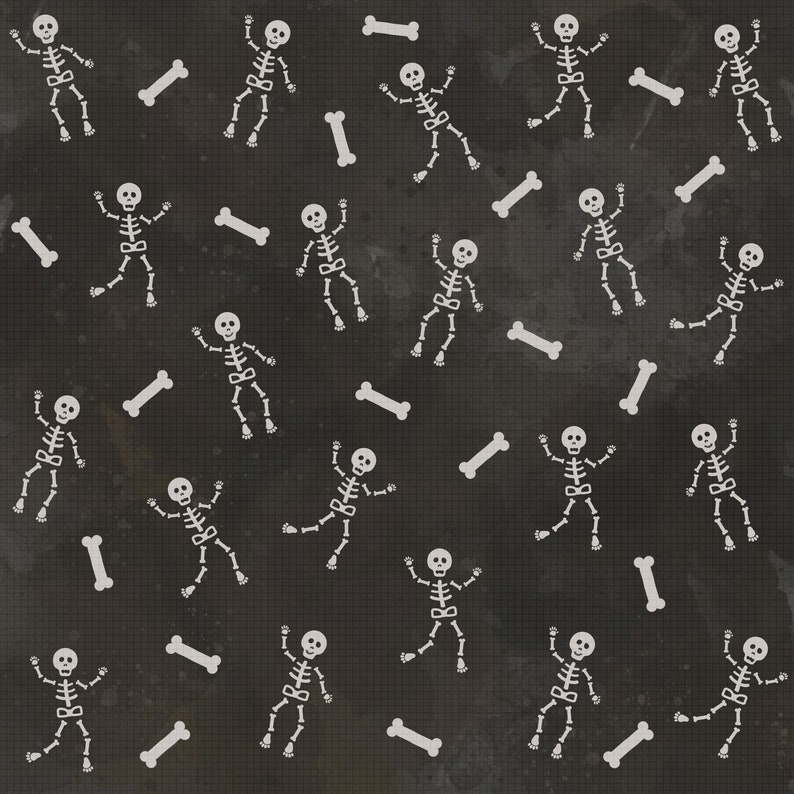 Halloween Digital Paper Pack – Skeleton, Pumpkin, Bats (12x12in ...